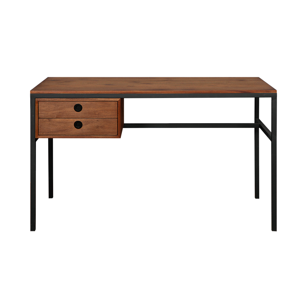 JOHNSON - Desk L130 x W60 - Matt black and Washed antic | Furniture ...