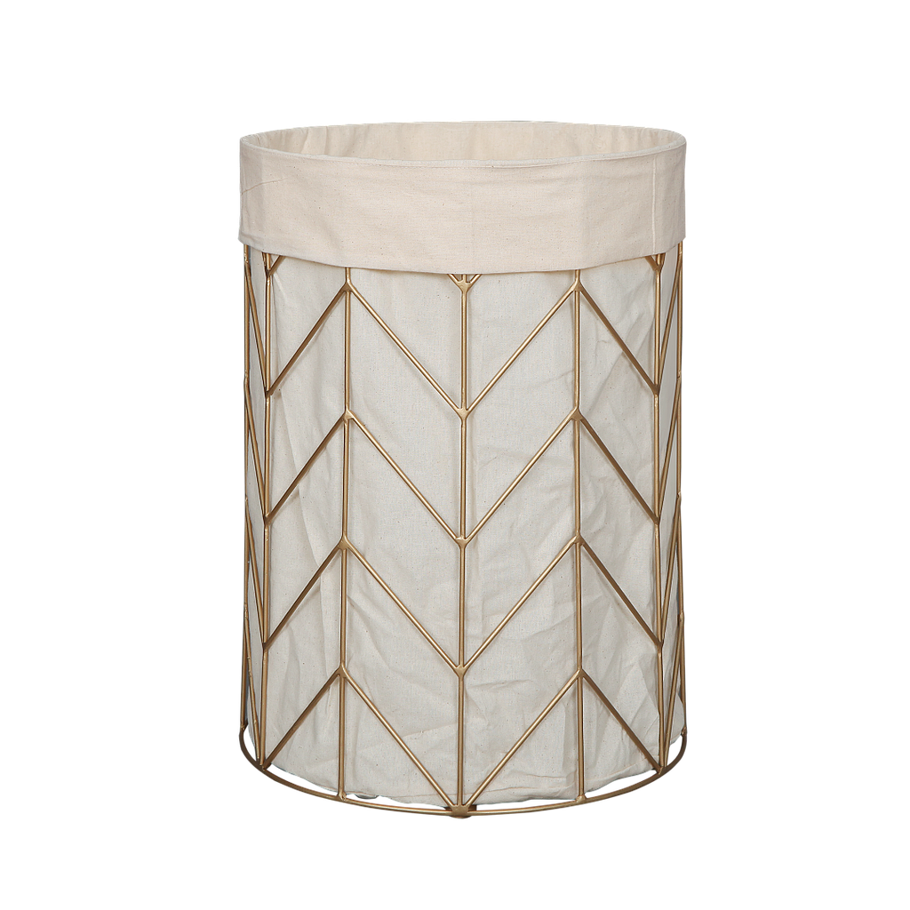 EPIS - Laundry basket Diam.35 x H50 - Black and Cream canvas bag ...