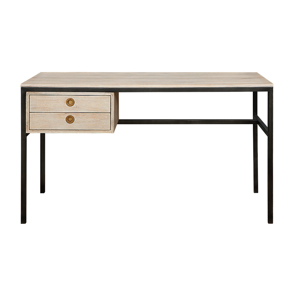 JOHNSON - Desk L130 x W60 - Matt black and Washed antic | Furniture ...