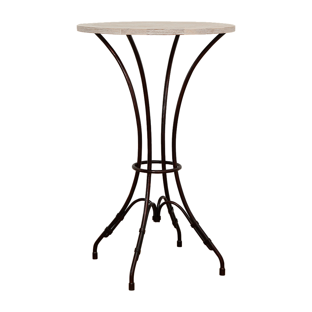 LUCY - High table Diam.70 x H113 - Burnish and Whitened acacia ...