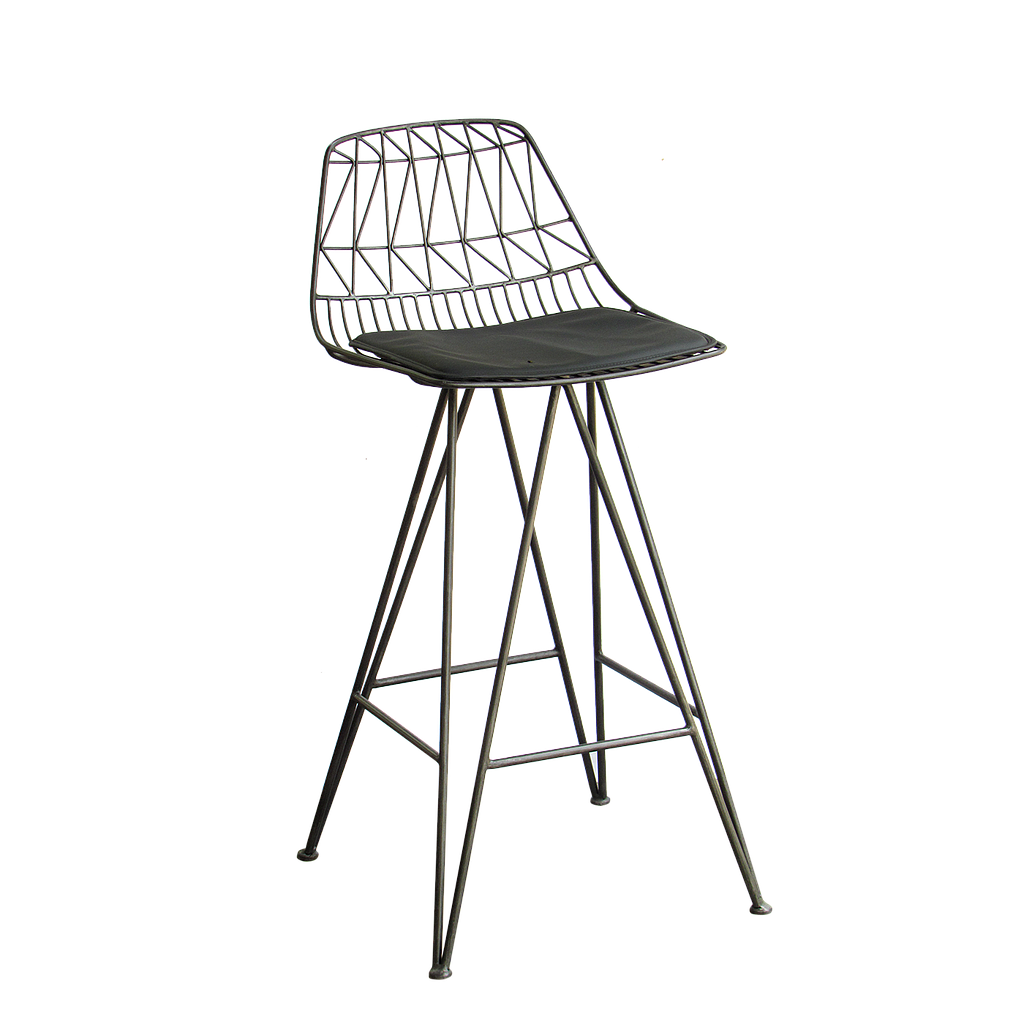 WIRE - Bar chair H100 - Vintage silver and Black cushion | Furniture ...