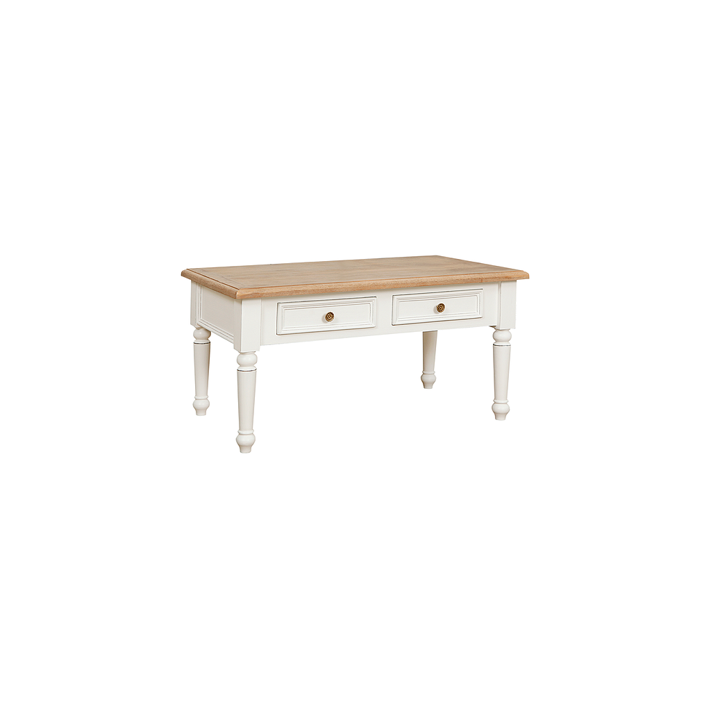 BERENICE - Coffee table L90 x W50 - Brocante white and Toffee ...