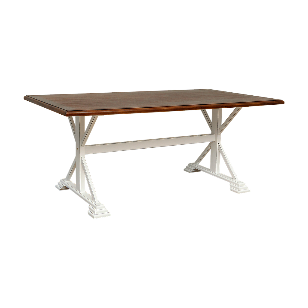 MATHILDE - Dining table L180 x W100 - Brocante white and Washed antic ...
