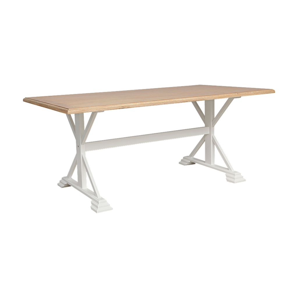 MATHILDE - Dining table L180 x W100 - Brushed white and Toffee ...