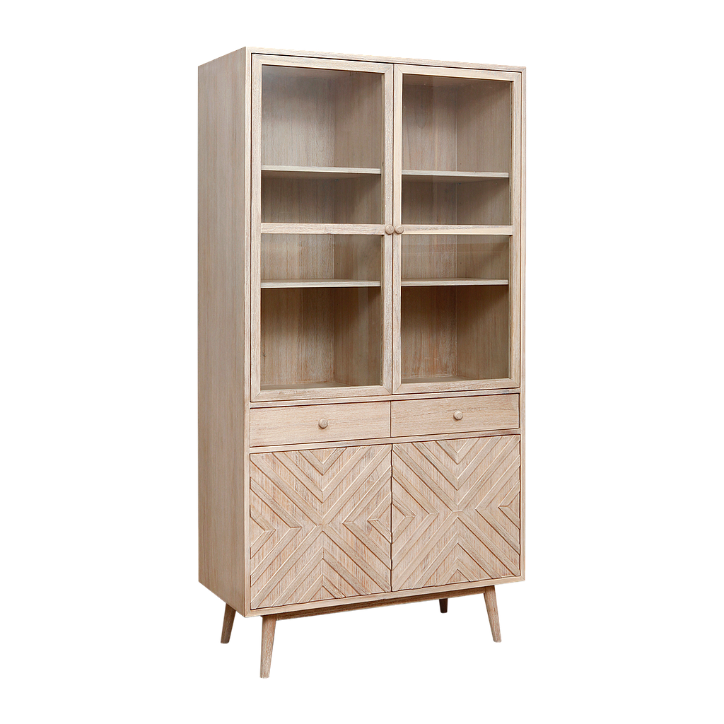 PORTO - Display cabinet L97 x H190 - Whitened acacia | Furniture ...