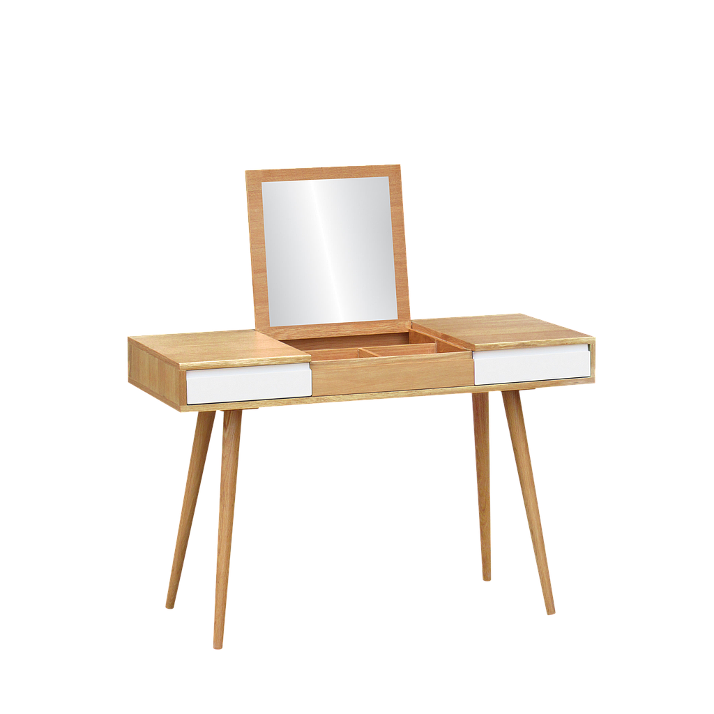 HELSINKI - Dressing table L115 x W48 - Natural oak and White lacquer ...